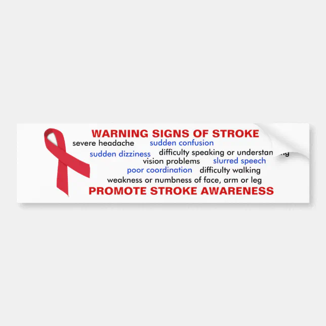 Stroke Warning Signs Bumper Sticker | Zazzle