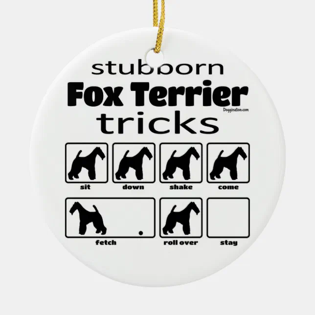 Stubborn Fox Terrier Tricks Ceramic Tree Decoration | Zazzle