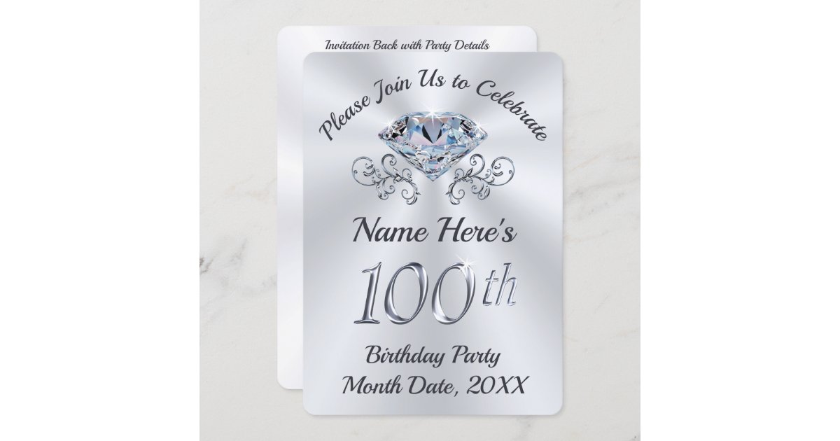 Stunning, 100th Birthday Party Invitations | Zazzle