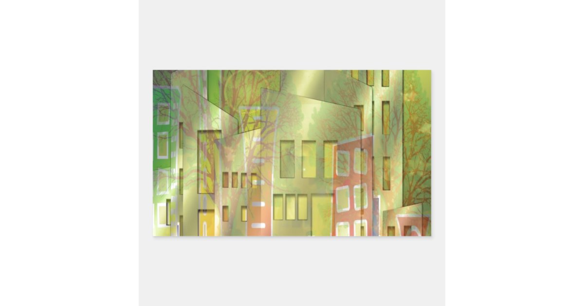 Stunning architecture cityscape art accessories rectangular sticker ...