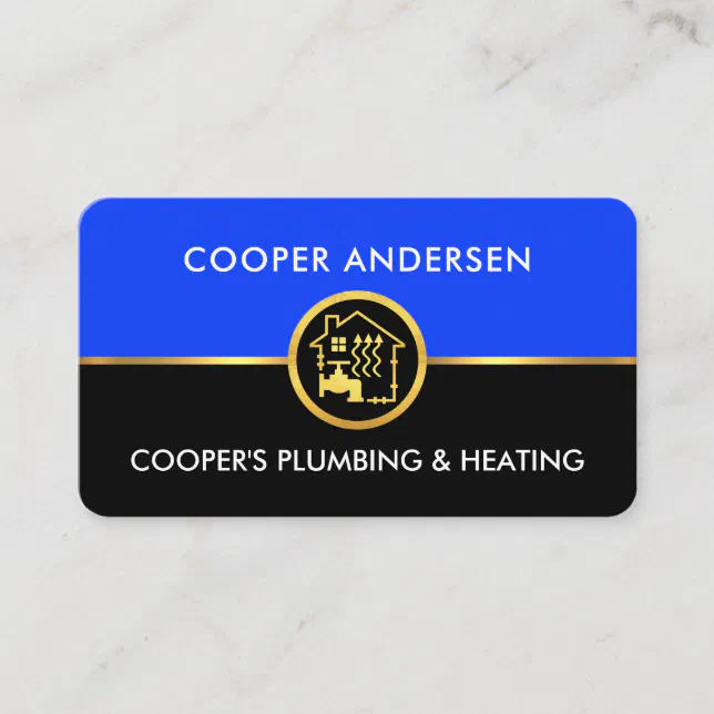 Stunning Gold Line Plumbing Heating Business Card | Zazzle