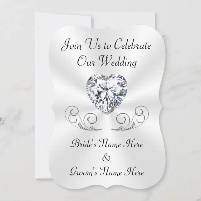 Stunning Heart, Diamond Wedding Invitation Cards | Zazzle