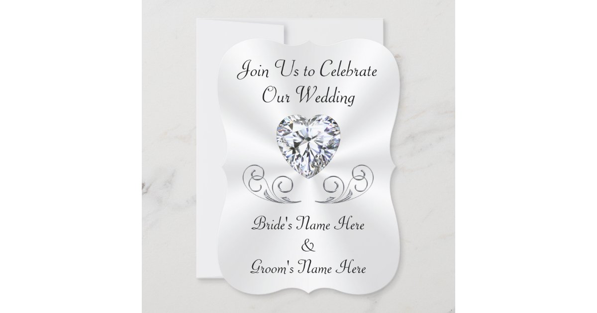 Stunning Heart, Diamond Wedding Invitation Cards | Zazzle