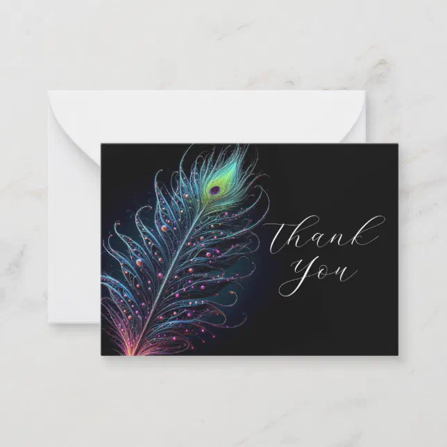 Stunning Peacock Feather Thank You Card | Zazzle