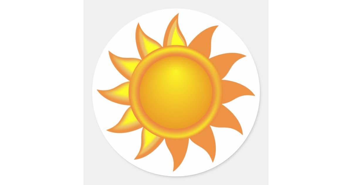 Stylised Yellow Sun Classic Round Sticker | Zazzle