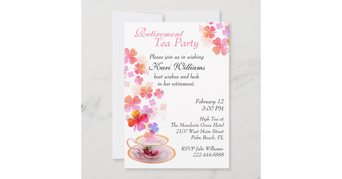 Stylish Ladies Retirement Tea Party Invitation | Zazzle