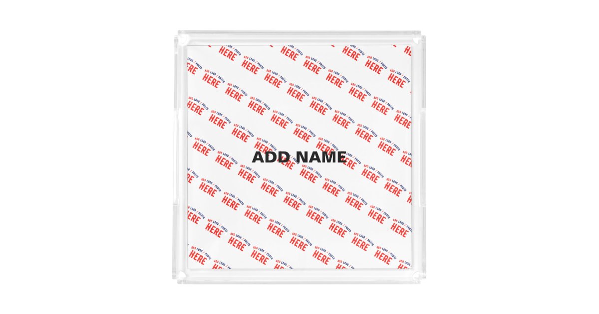 STYLISH MODERN CUSTOMIZABLE WHITE VERIFIED BRANDED ACRYLIC TRAY | Zazzle