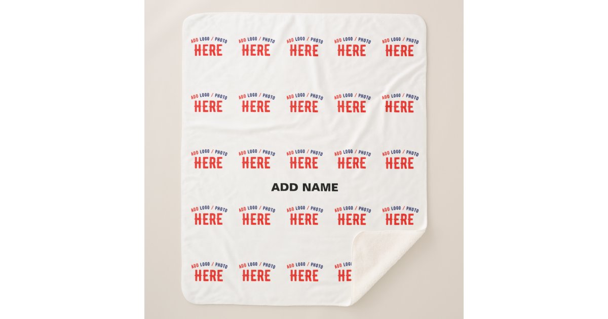STYLISH MODERN CUSTOMIZABLE WHITE VERIFIED BRANDED SHERPA BLANKET | Zazzle