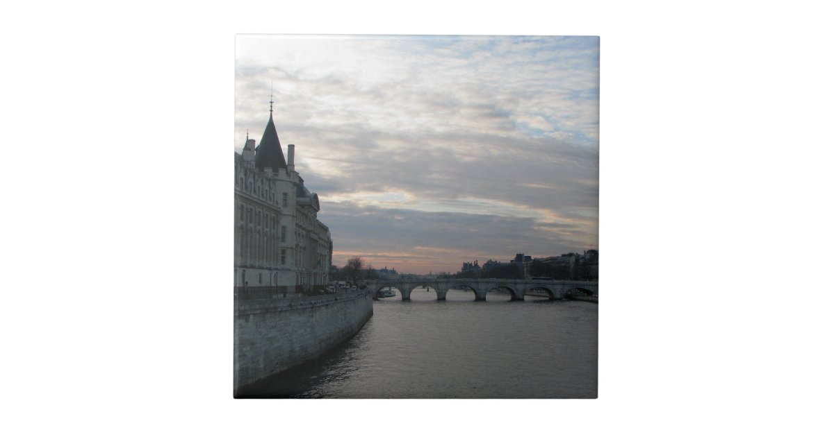 Stylish Tile with beautiful sunset in Paris | Zazzle