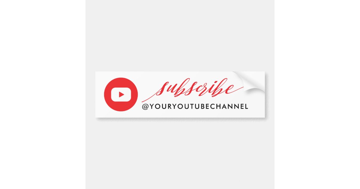 Subscribe Modern YouTube Social Media Bumper Sticker | Zazzle