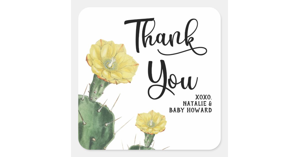 Succulent Thank You Sticker | Zazzle