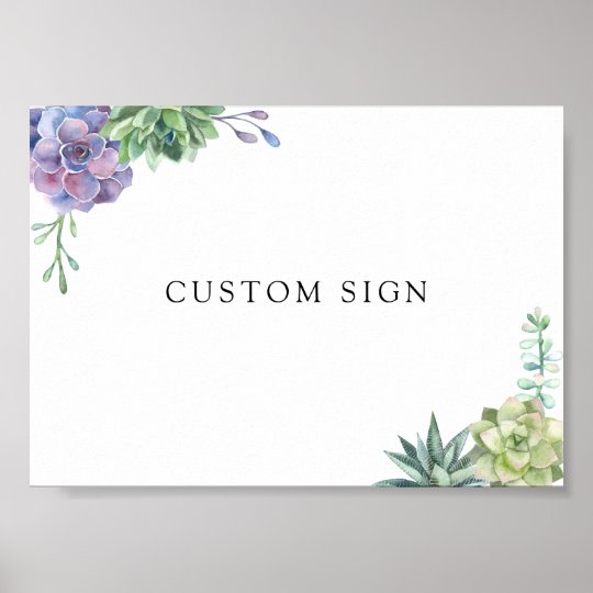 Succulents Sign with Custom Text | Zazzle.co.uk