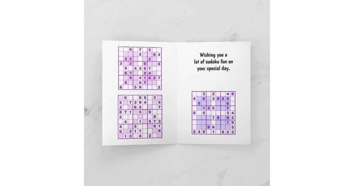Sudoku Puzzles Birthday Card | Zazzle