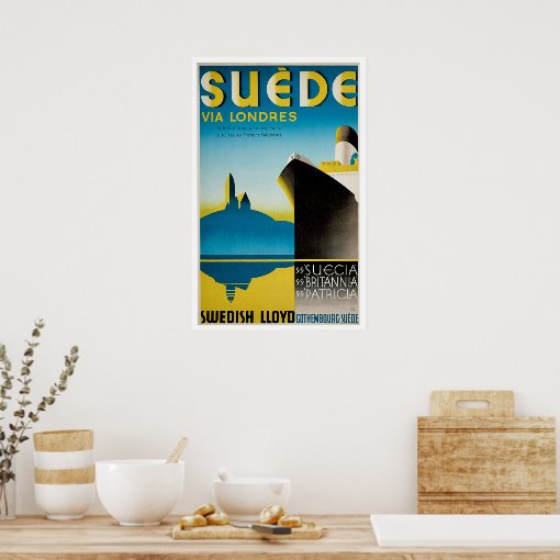 Suede Sweden Vintage Ship Advertisement Poster | Zazzle