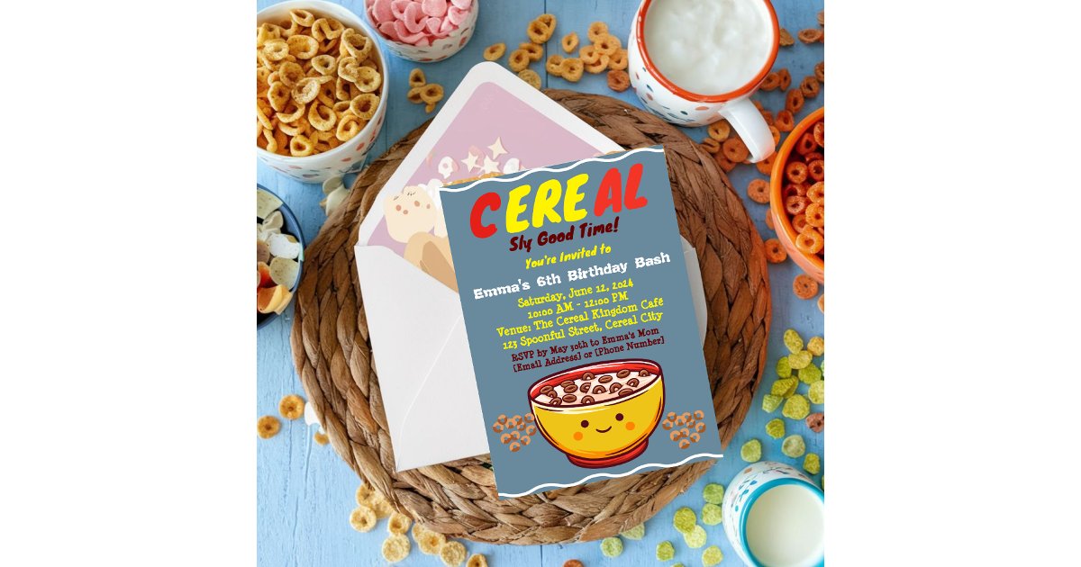 Sugar Rush and Sweet Surprises: A Cereal Party Invitation | Zazzle