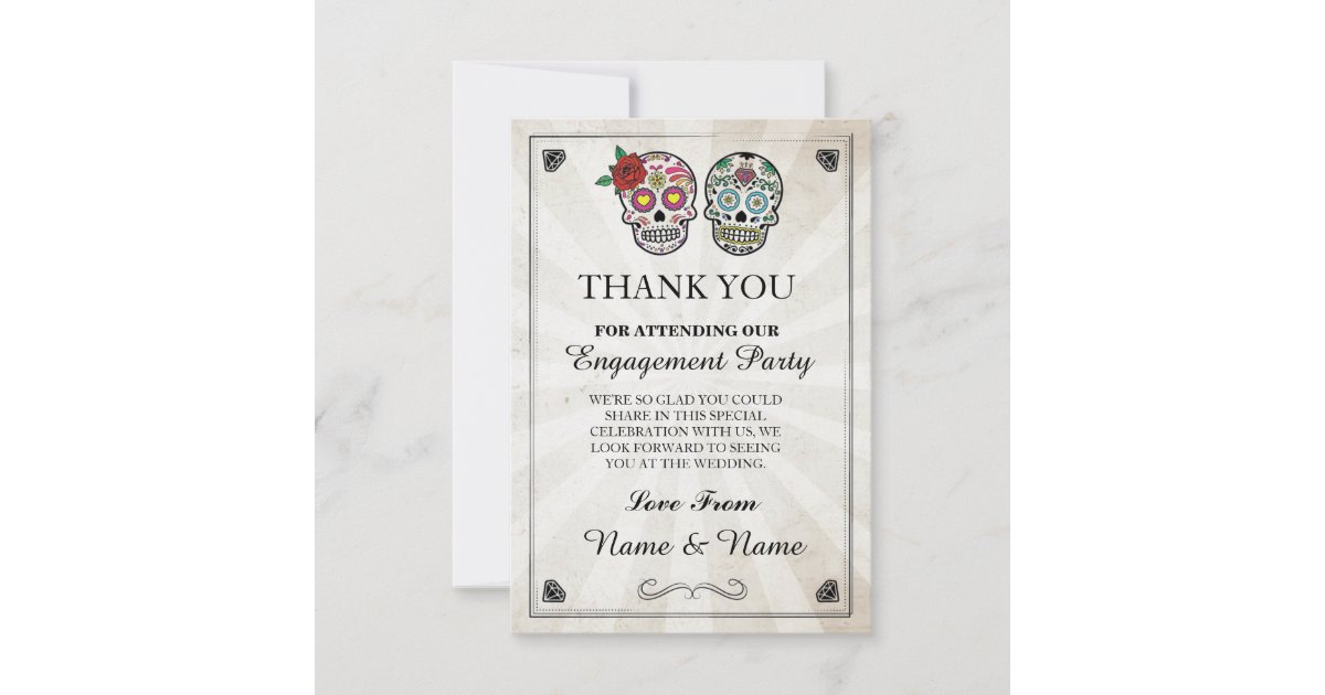Sugar skulls Halloween Thank You Rustic Card | Zazzle