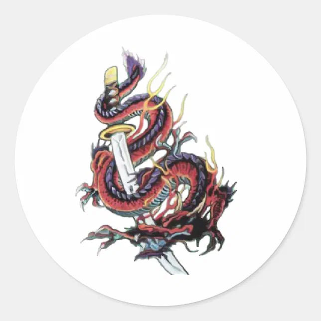 Sui Riu Japanese Dragon Katana Classic Round Sticker | Zazzle