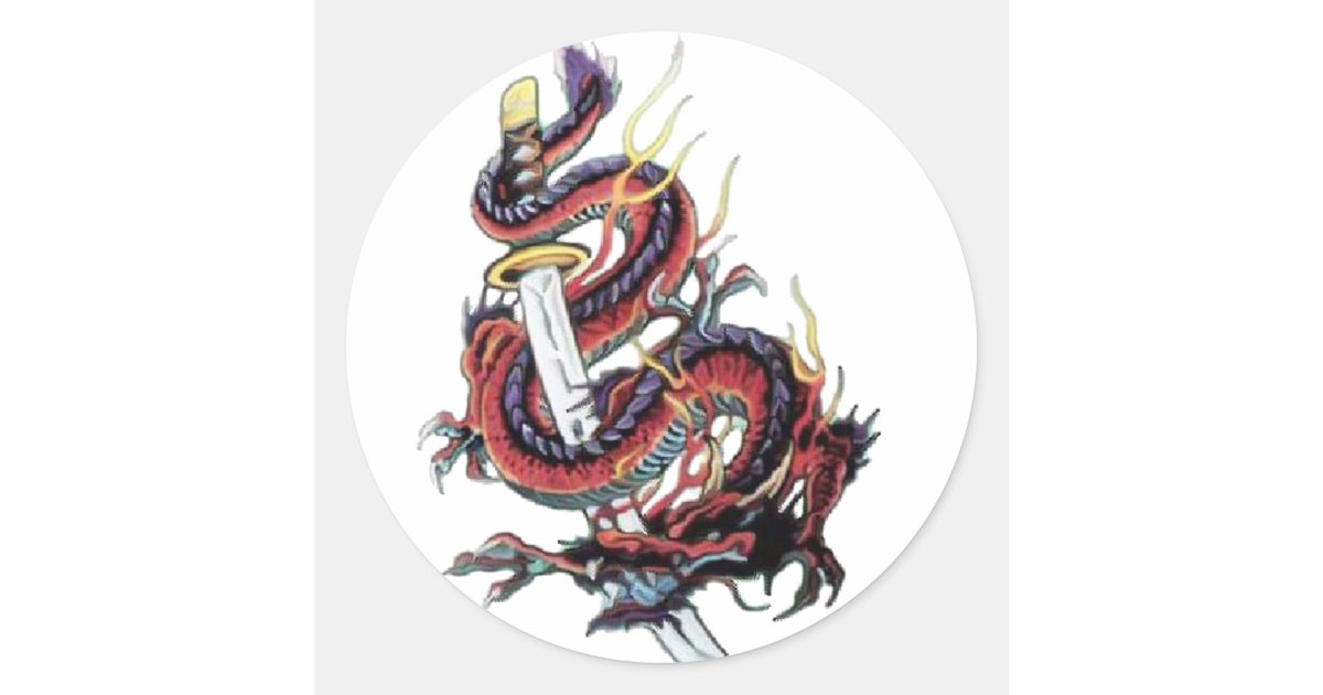 Sui Riu Japanese Dragon Katana Classic Round Sticker | Zazzle