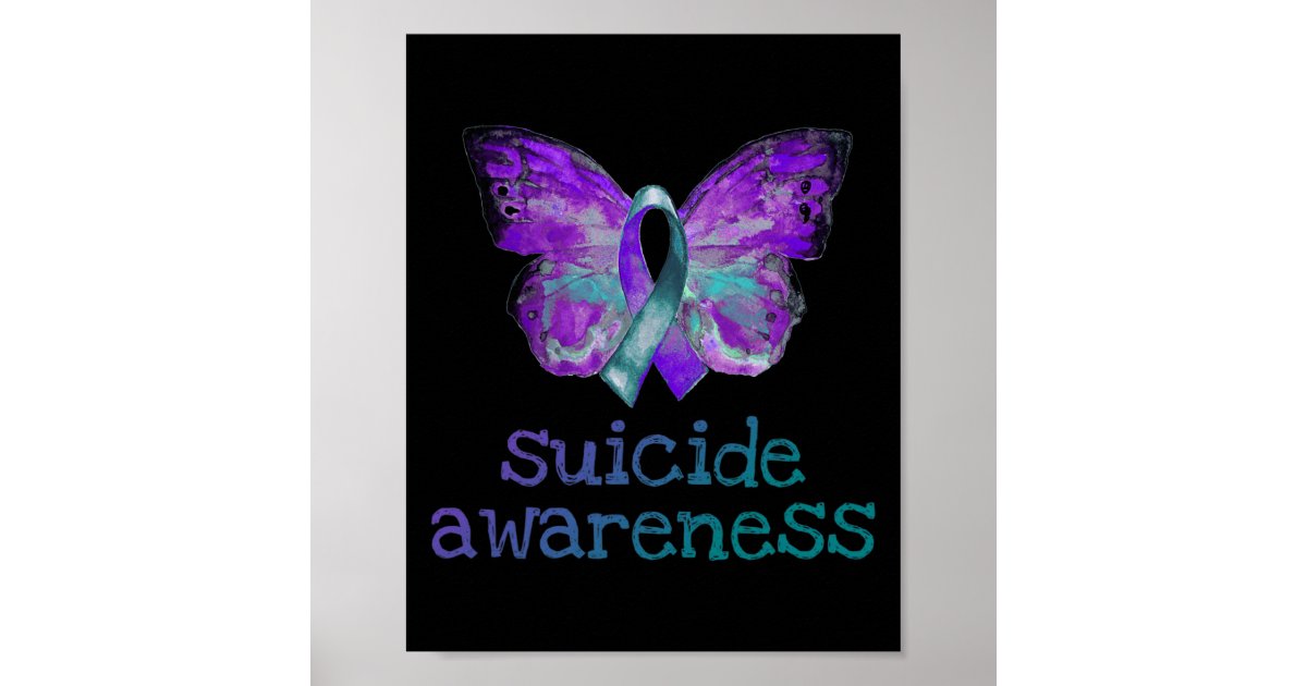 Suicide Awareness Purple Teal Butterfly SemiColon Poster | Zazzle
