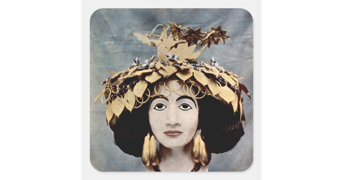 Sumerian headdress worn by Queen Shub-ad Square Sticker | Zazzle