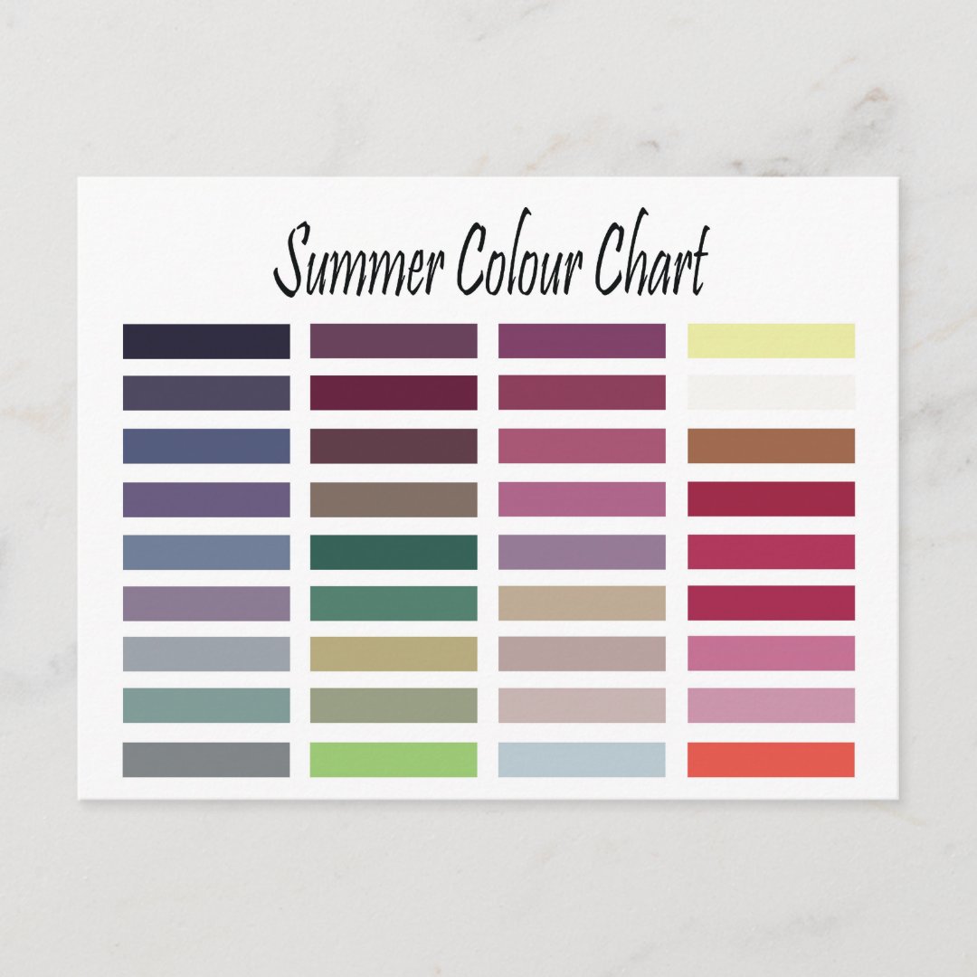 Summer Colour Chart Postcard Zazzle summer-colour-chart-postcard-zazzle