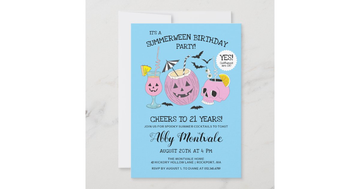 Summerween 21st Birthday Cocktail Party Invitation | Zazzle