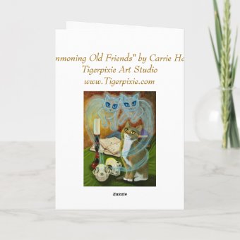 Summoning Old Friends, Ghost Cat Art Greeting Card | Zazzle