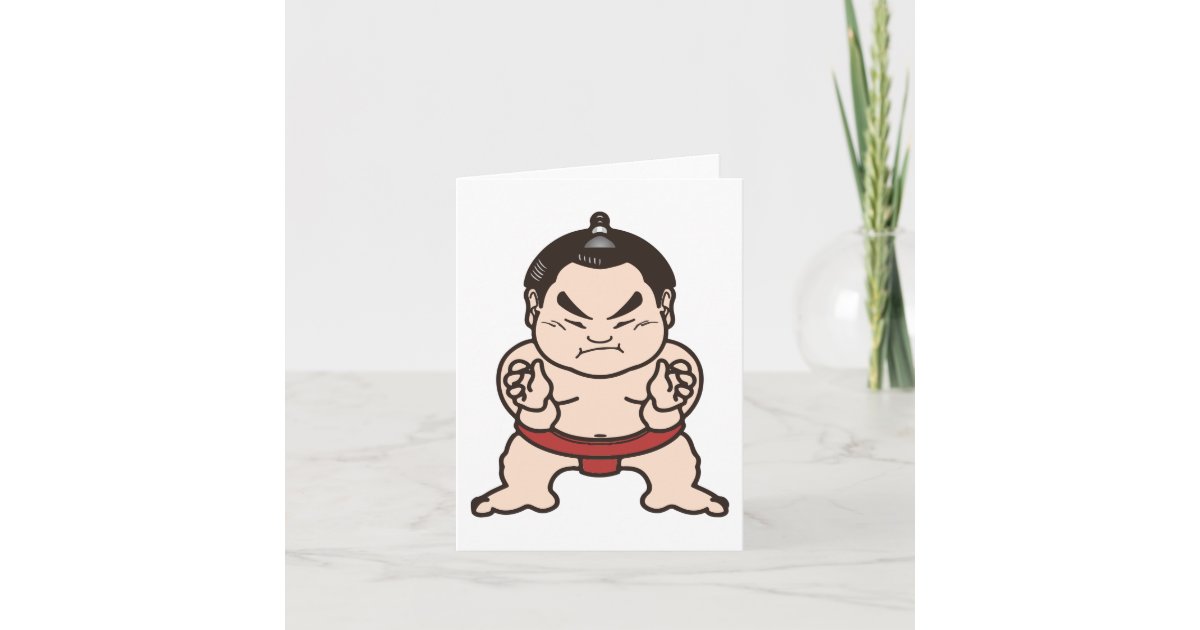 Sumo Wrestler Cartoon Japan Japanese Wrestling Card | Zazzle