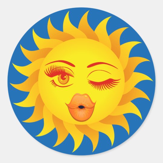 Sun emoji Symbol Classic Round Sticker | Zazzle.co.uk