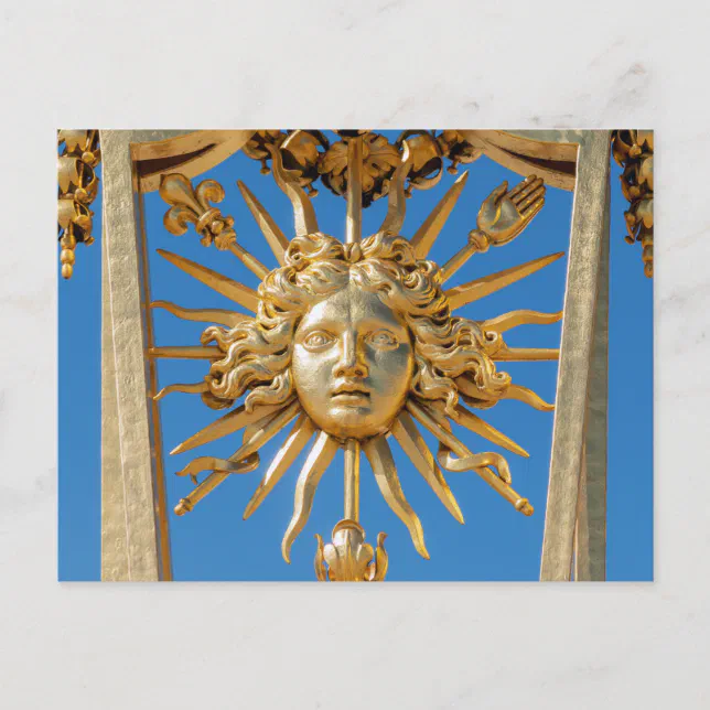 Sun King on Golden gate of Versailles castle Postcard | Zazzle