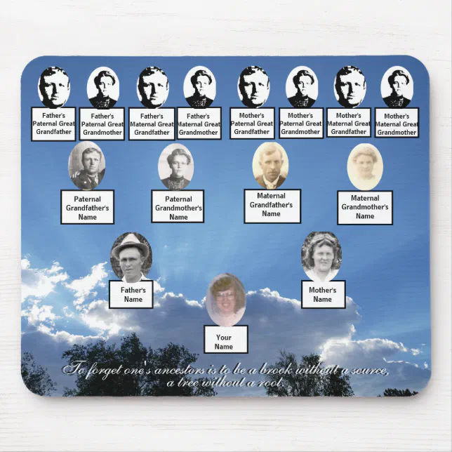Sun Rays Family Tree Photos Ancestor Quote Mouse Mat | Zazzle