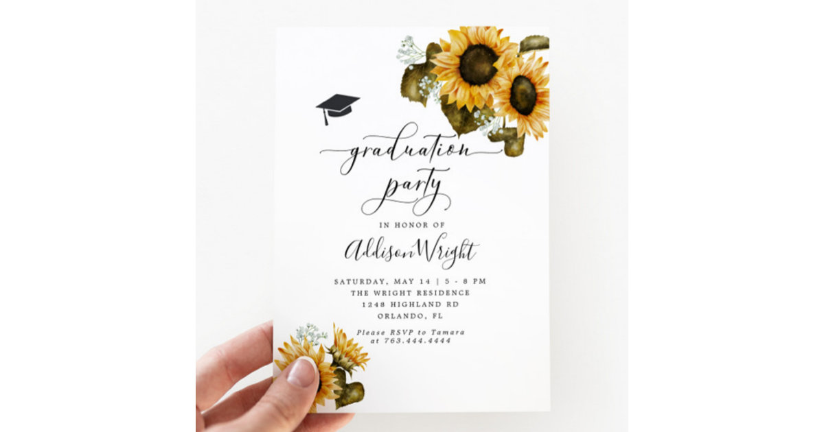 Sunflowers Graduation Party Invitation | Zazzle