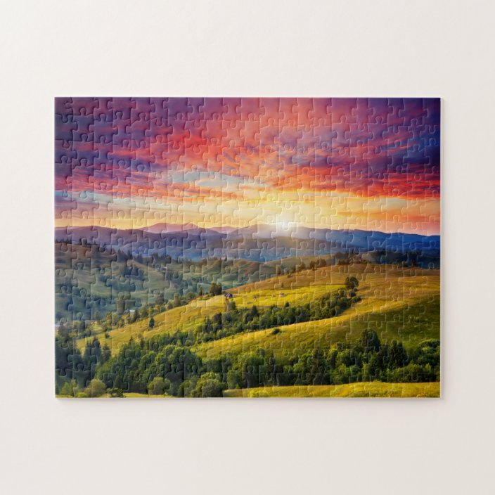 Sunrise Sunset over the Mountains Jigsaw Puzzle | Zazzle.co.uk