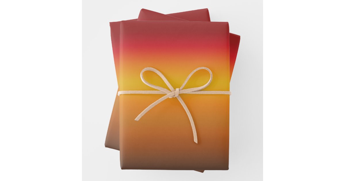 Sunset Gradient Vibrant Red Orange Yellow Ombre Wrapping Paper Sheet ...