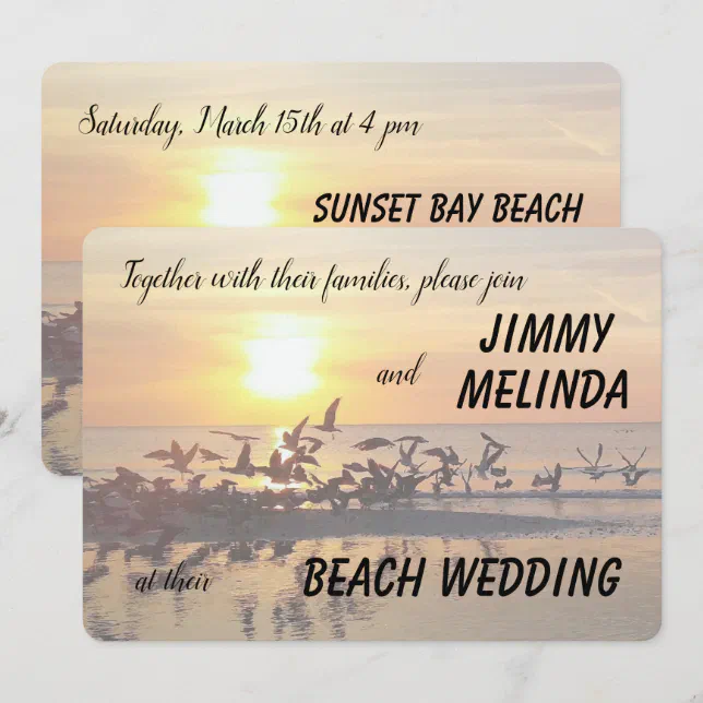 Sunset on the Beach Theme Wedding Invitation | Zazzle