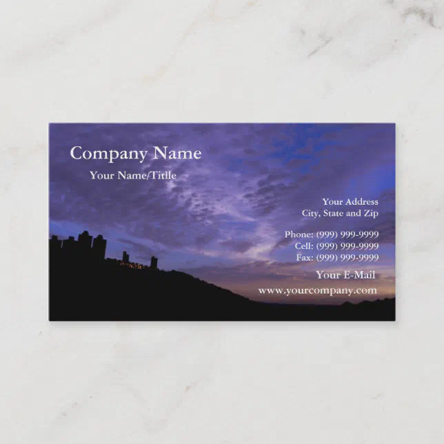 Sunset Over Hill Business Card | Zazzle