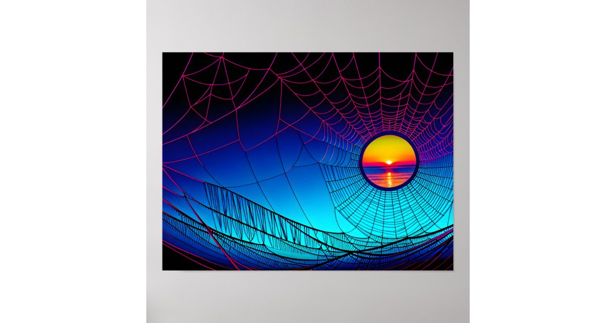 sunset spider web poster | Zazzle