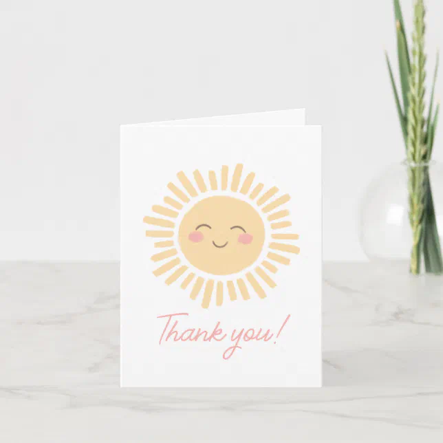 Sunshine Sun Girl Birthday Party Thank You Card | Zazzle