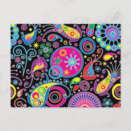 Super Funky Paisley Pattern Postcard | Zazzle.co.uk