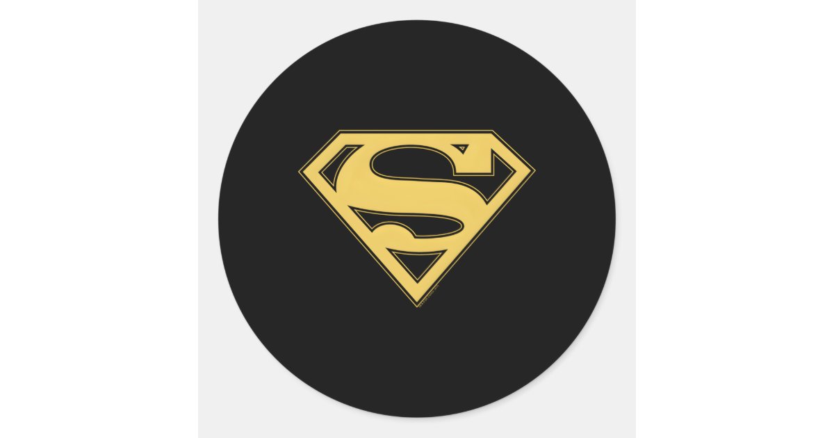 Super Gold Black Shield Classic Round Sticker | Zazzle