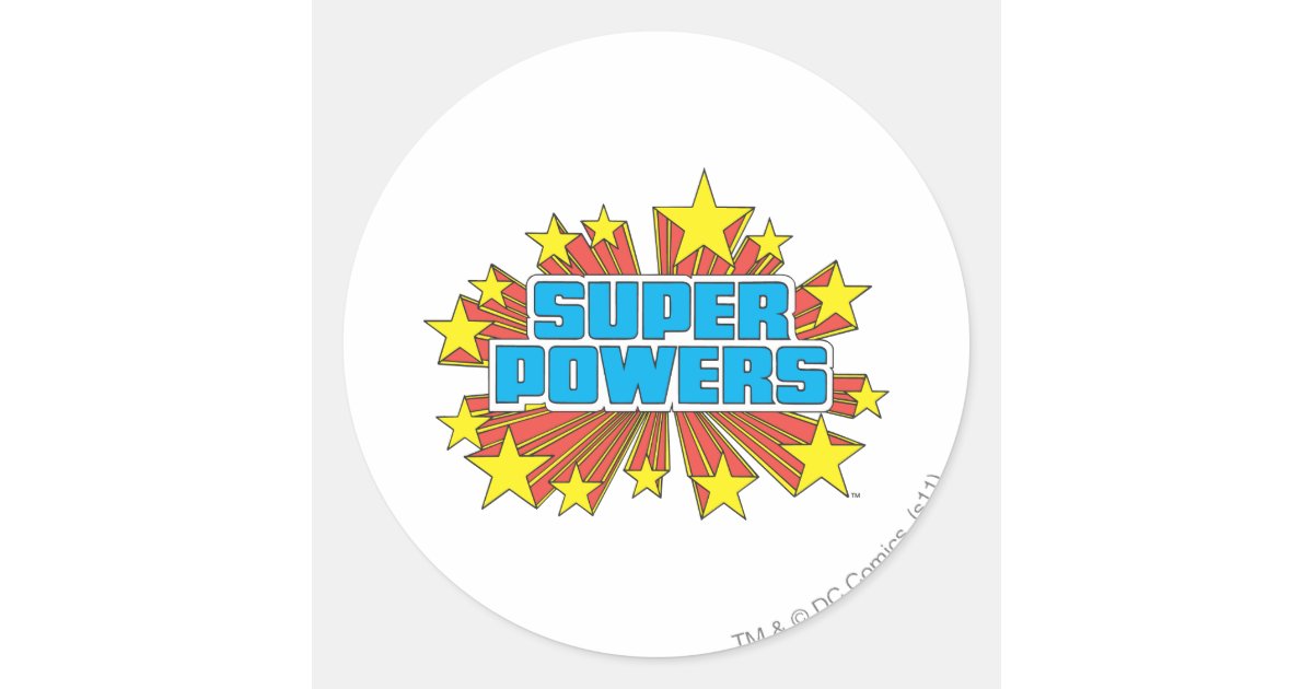 Super Powers™ Logo Blue Classic Round Sticker | Zazzle