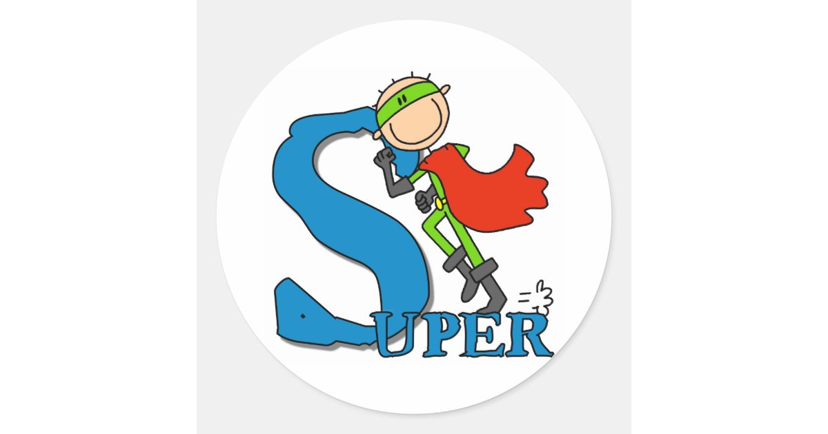 Super Stick Figure Hero Classic Round Sticker | Zazzle