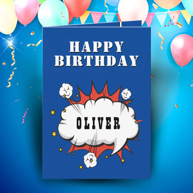 Superhero Comic Speech Bubble Boy Happy Birthday Card | Zazzle