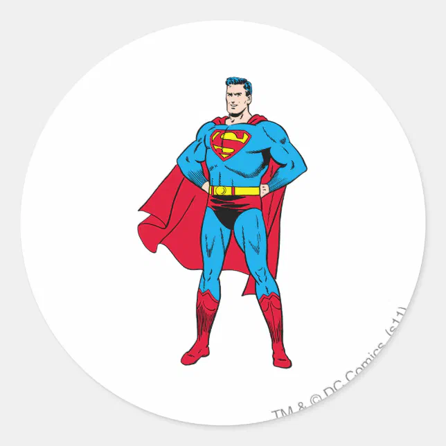 Superman Arms Folded Classic Round Sticker | Zazzle