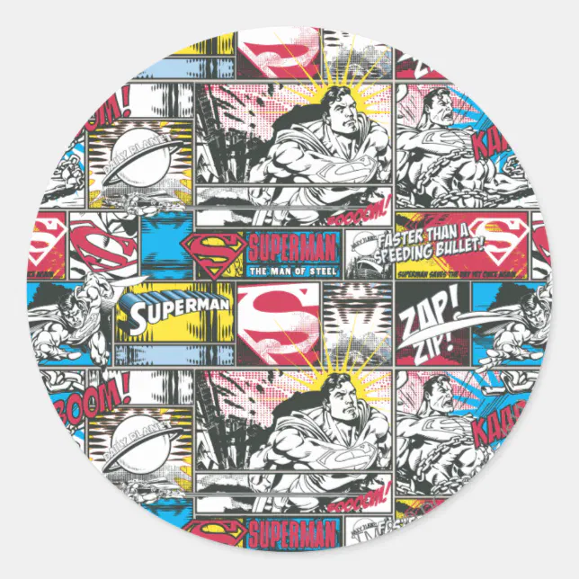 Superman Logo Pattern 2 Classic Round Sticker | Zazzle