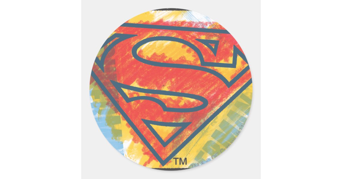 Superman S-Shield | Coloured Logo Classic Round Sticker | Zazzle