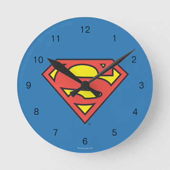 Superman S-Shield | Superman Logo Round Clock | Zazzle