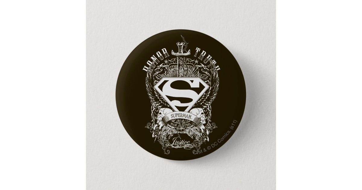 Superman Stylised | Honour, Truth and Justice Logo 6 Cm Round Badge ...