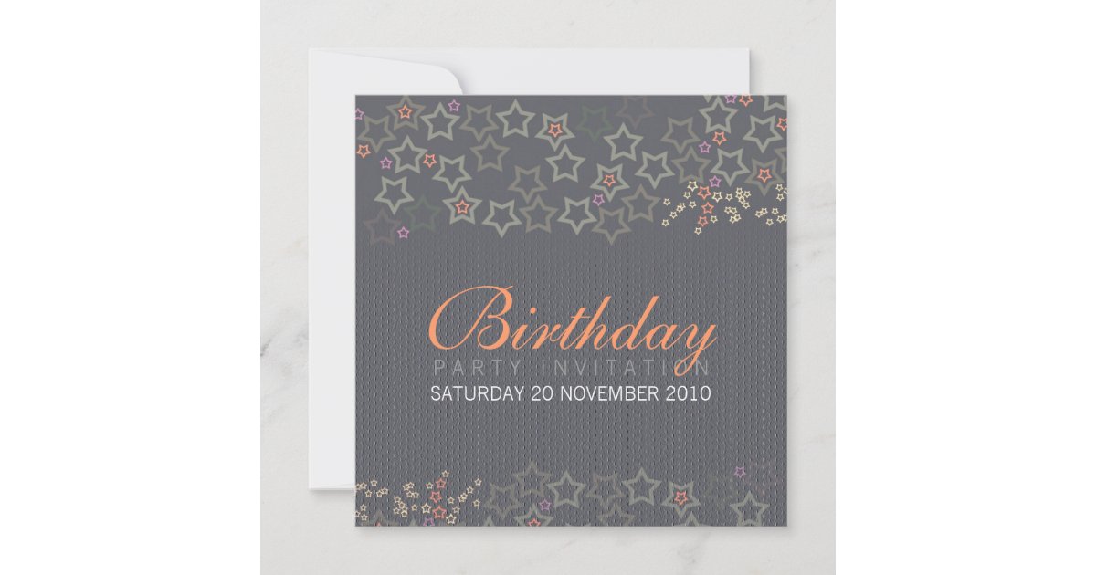 Superstars (Grey) Birthday Invitation | Zazzle
