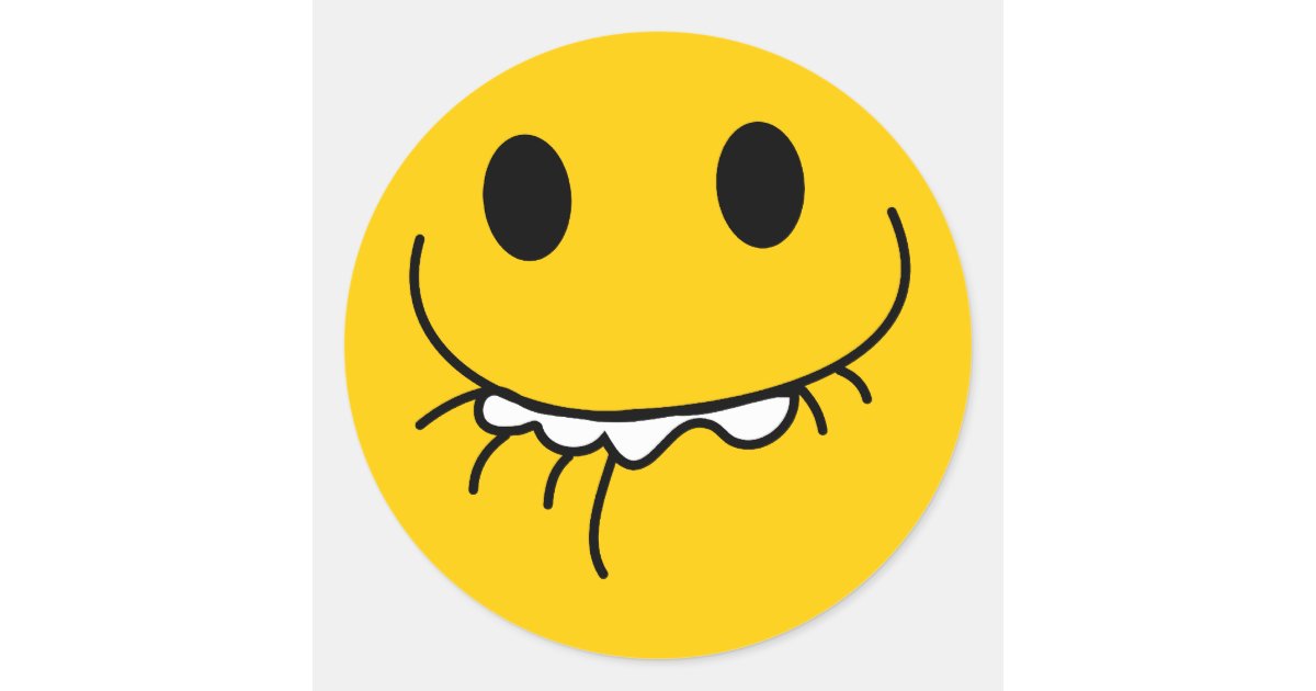 Suppressed laughing yellow face classic round sticker | Zazzle